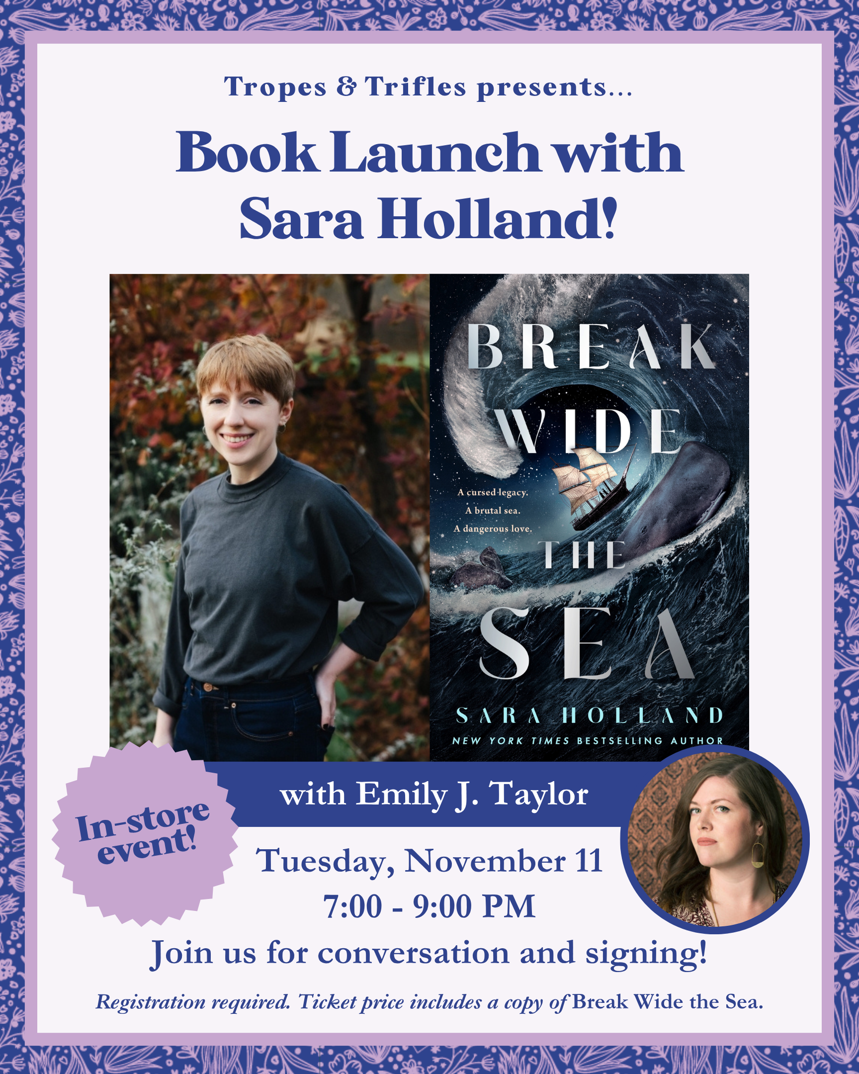 Book launch! Sara Holland's BREAK WIDE THE SEA | Tropes & Trifles